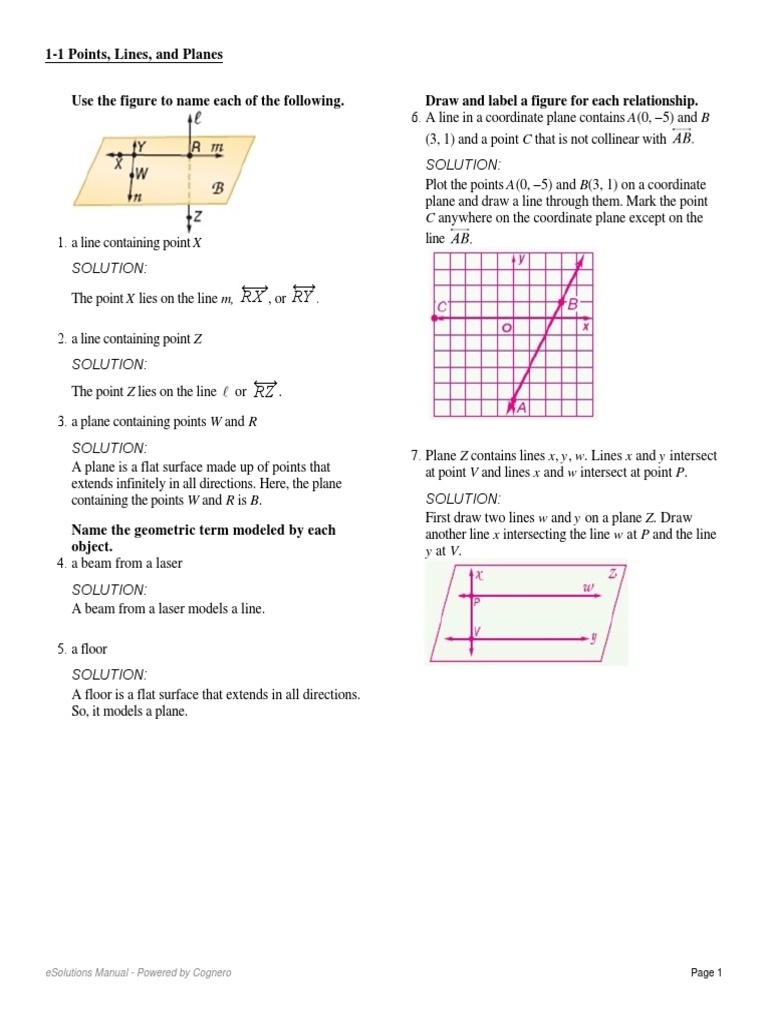Points Lines And Planes Worksheets Answers