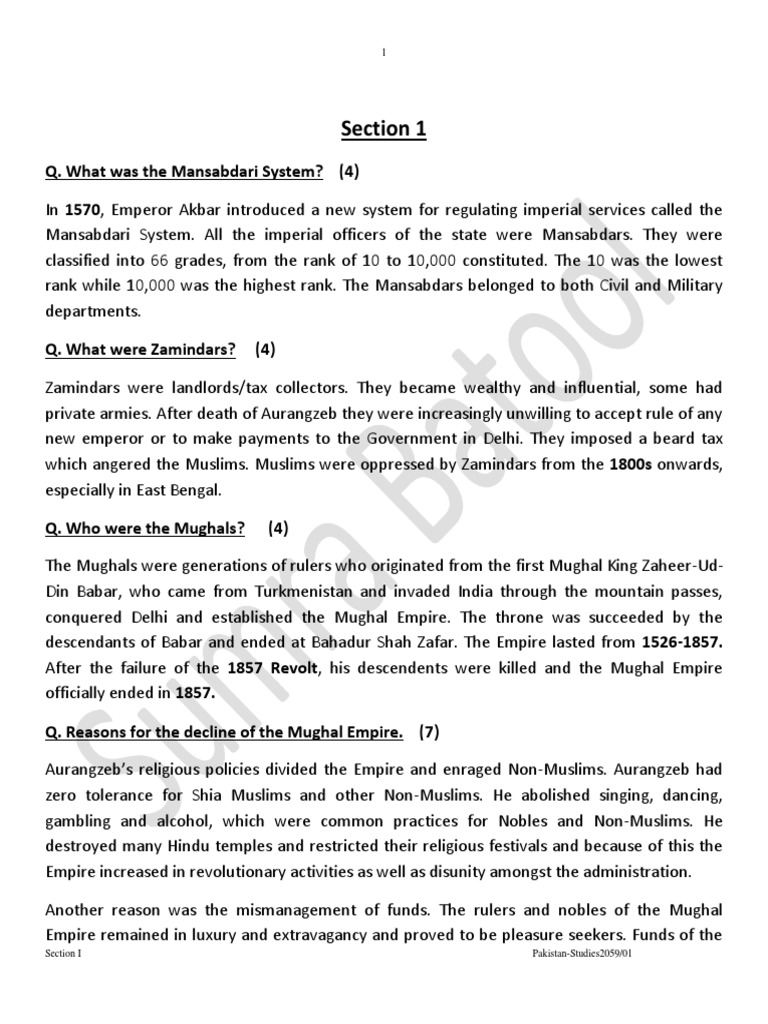 O Level History-Section-1 | PDF | East India Company | Indian Rebellion ...