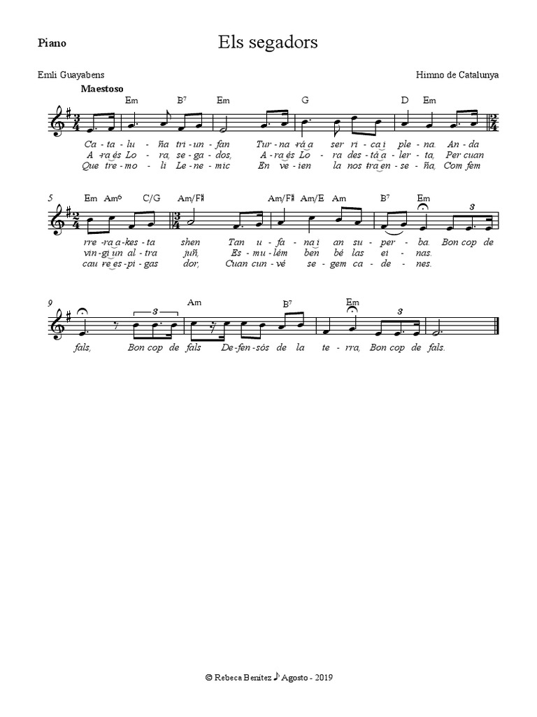 Els Segadors Piano | PDF