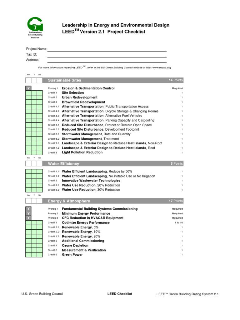 Envronment LEED Checklist 2 | Green Building | Leadership In Energy And ...