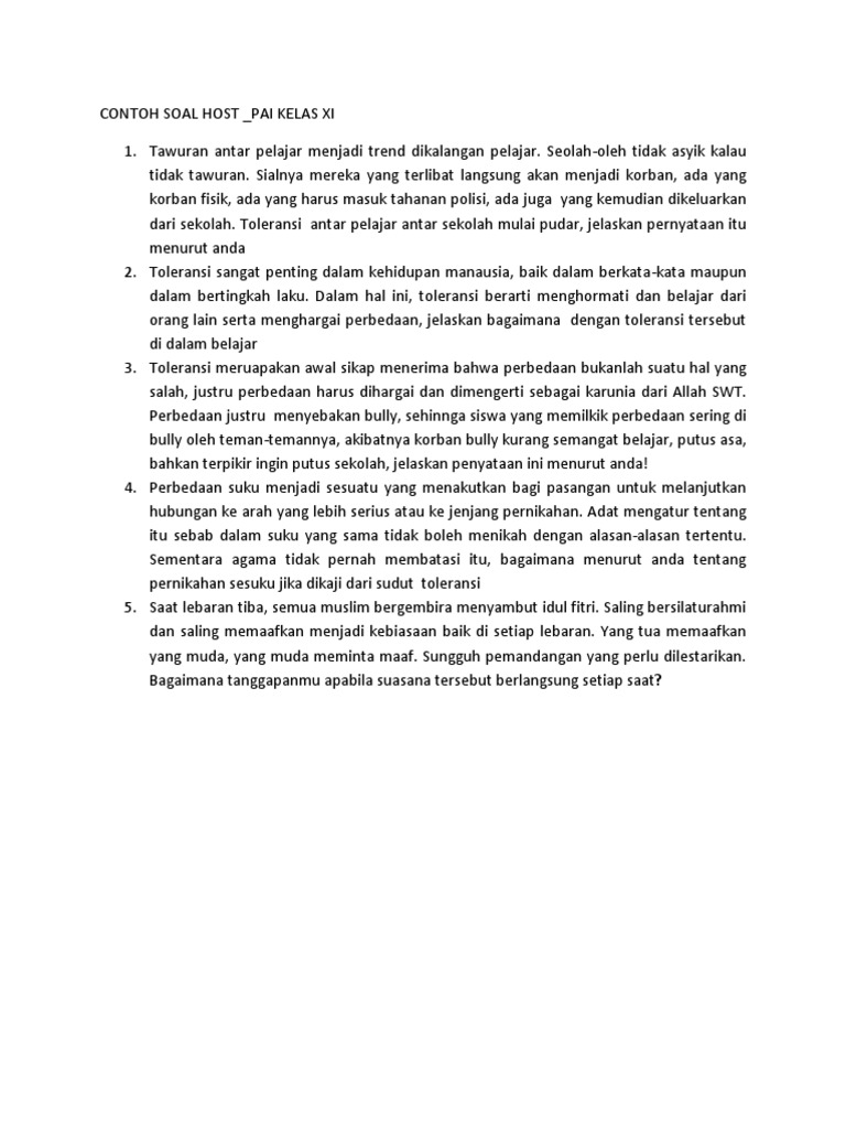 Contoh Soal Host - Pai | PDF