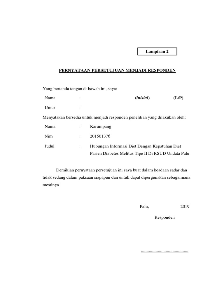 Lembar Persetujuan Menjadi Responden Siap Prin | PDF