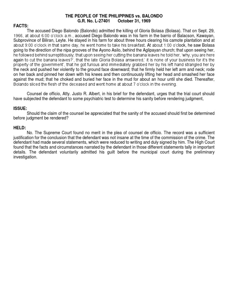 People of The Philippines Vs Balondo | PDF