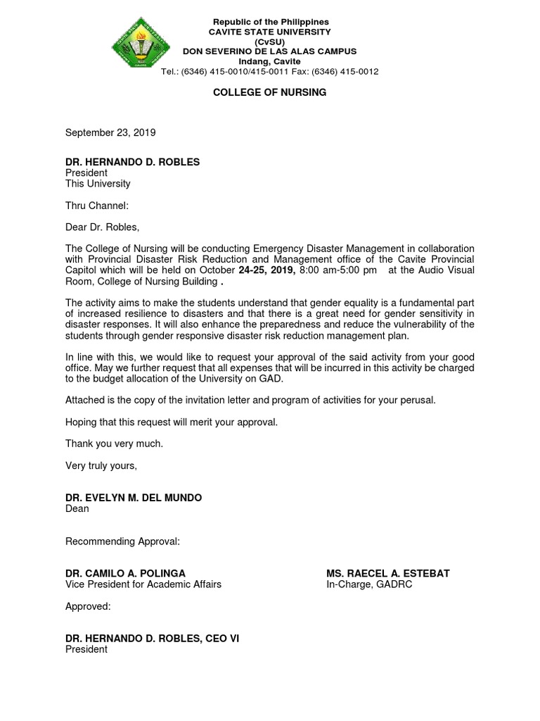 Letter To Pres About Pdrmmo Training To Graduating Students | PDF ...
