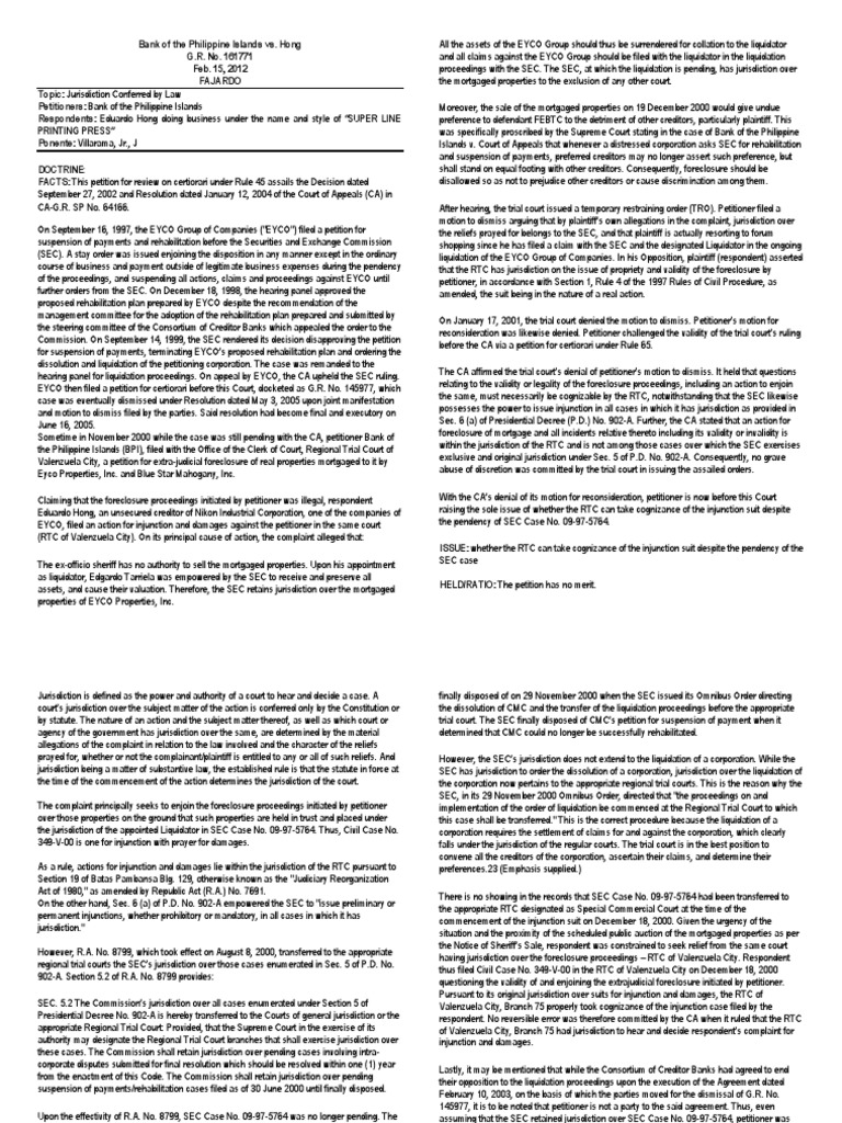 Case Digest Template | PDF | Liquidation | Lawsuit