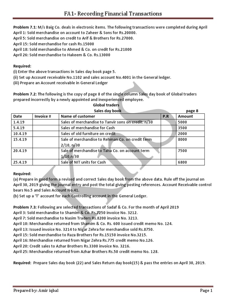 Day Books FA1 | PDF | Debits And Credits | Accounting