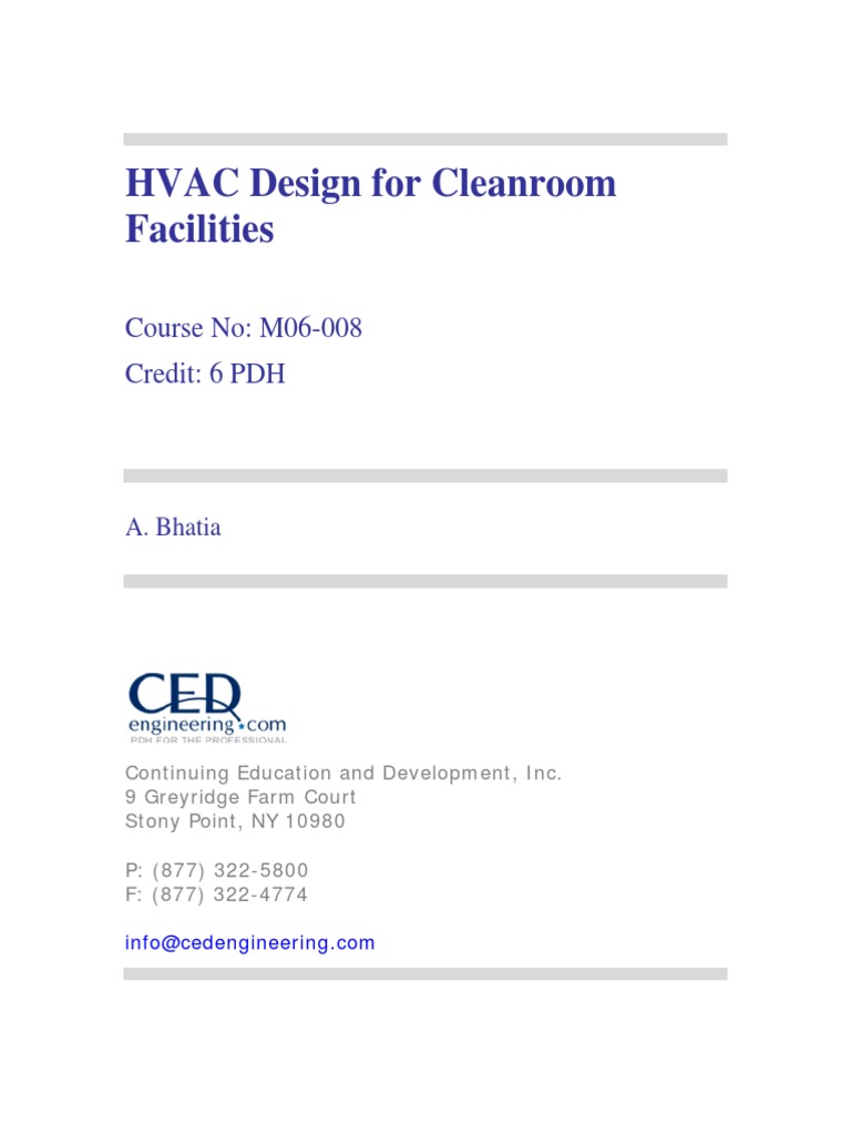 HVAC Design For Cleanroom Facilities PDF | PDF