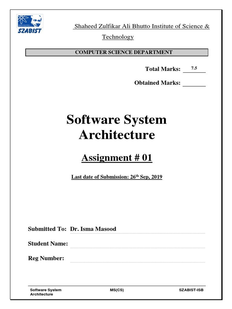 Ssa Assignment 01 Pdf Computer Science Software Architecture