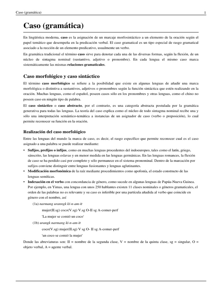 Casos gramaticales en español | PDF | Onomástica | Filología