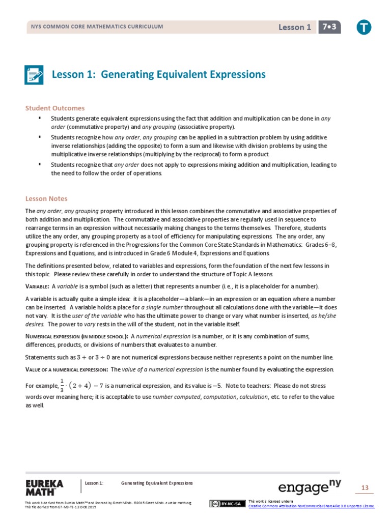 Math g7 m3 Topic A Lesson 1 Teacher | PDF | Multiplication | Curriculum