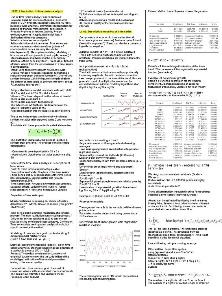 Econometrics III, Summary | PDF | Time Series | Stationary Process