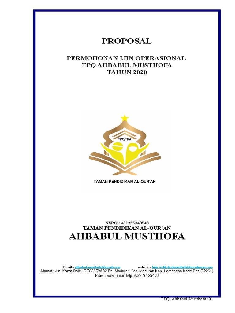 Proposal Ijin Operasional TPQ 2020 | PDF