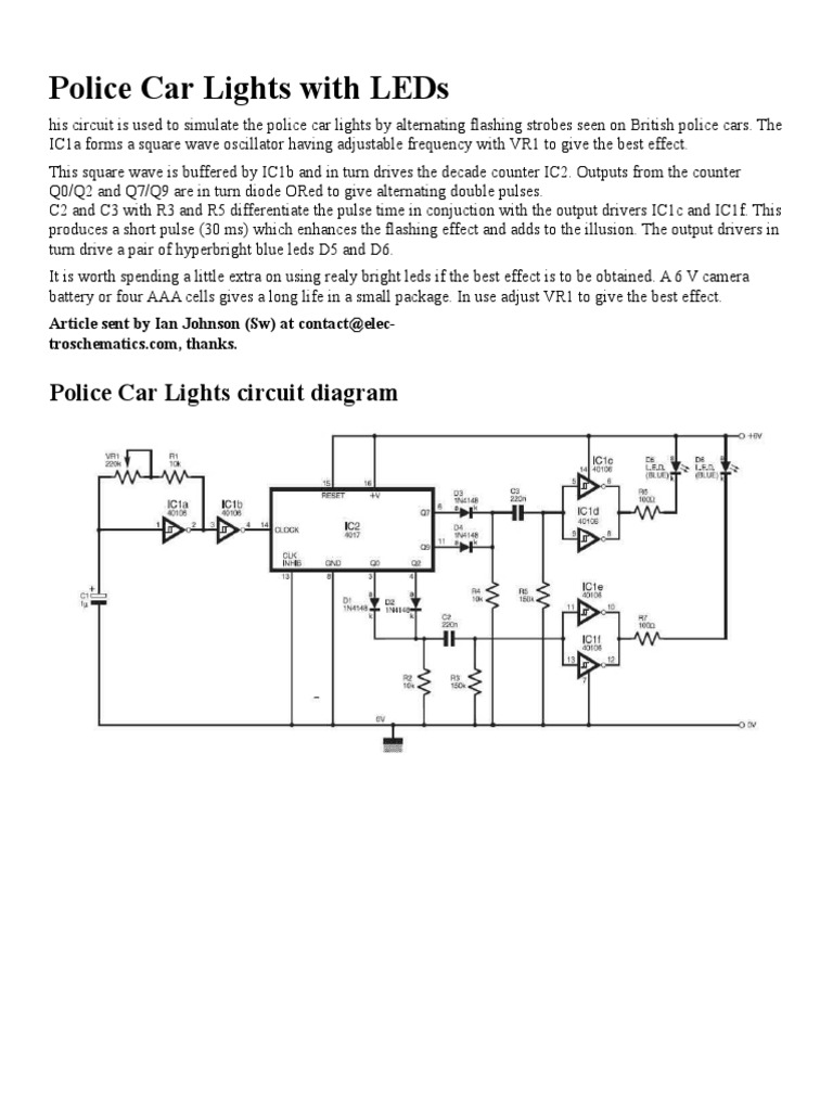 Police Car LED Light Circuit Diagram | PDF