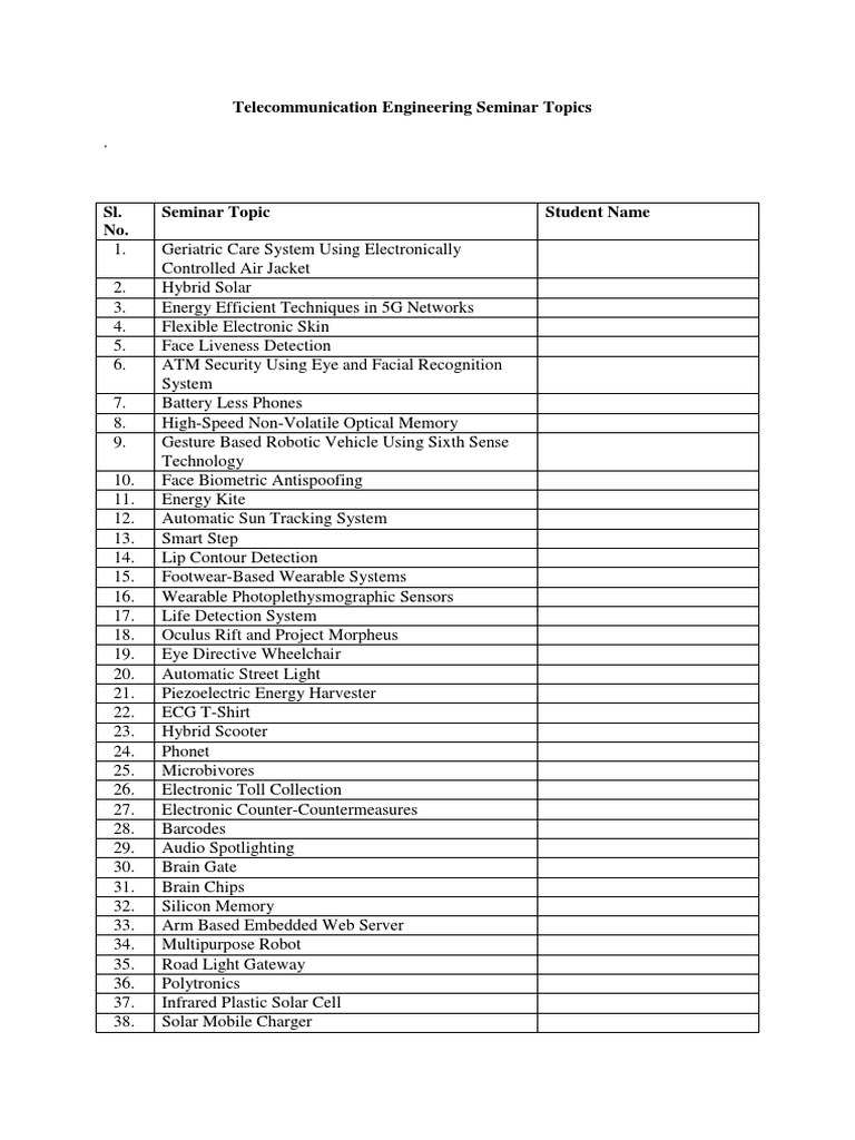 Telecommunication Engineering Seminar Topics | PDF | Telecommunication ...