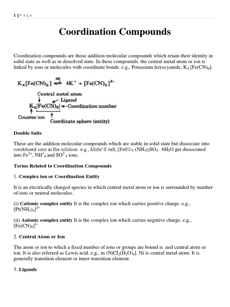 Coordination Compounds Overview | PDF | Coordination Complex | Ligand