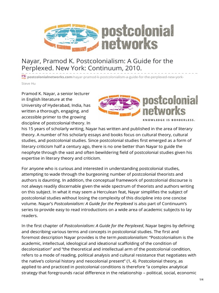 Nayar Pramod K Postcolonialism A Guide For The Perplexed New York ...