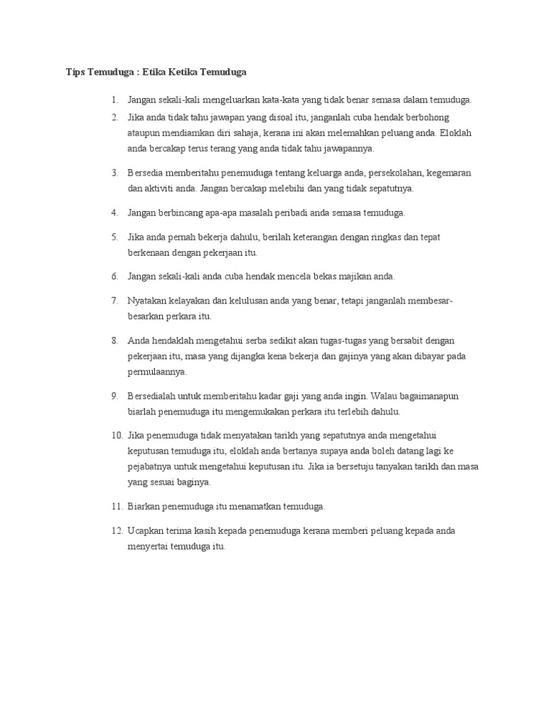 Tips Temuduga | PDF