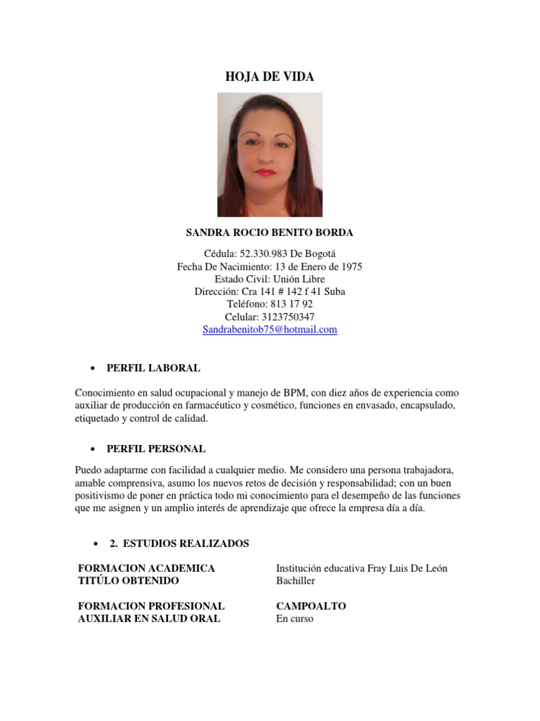 Hoja de Vida Sandra PDF | PDF