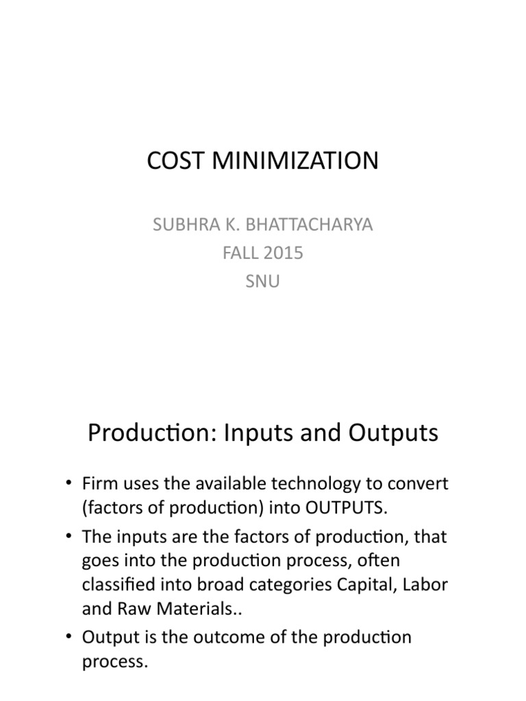 Cost Minimization | PDF | Profit (Economics) | Business Economics