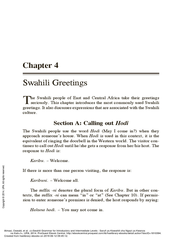 Swahili Greetings | Download Free PDF | Swahili Language | Linguistics