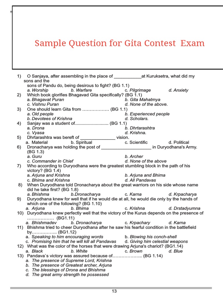 GLC 2018 English Booklet 1 Pages PDF | PDF | Bhagavad Gita | Hindu ...