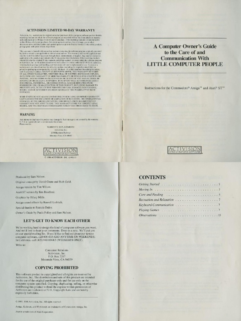 Little-Computer-People Manual Amiga EN | PDF