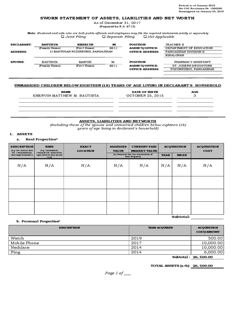 Sample Saln | Download Free PDF | Identity Document | Government