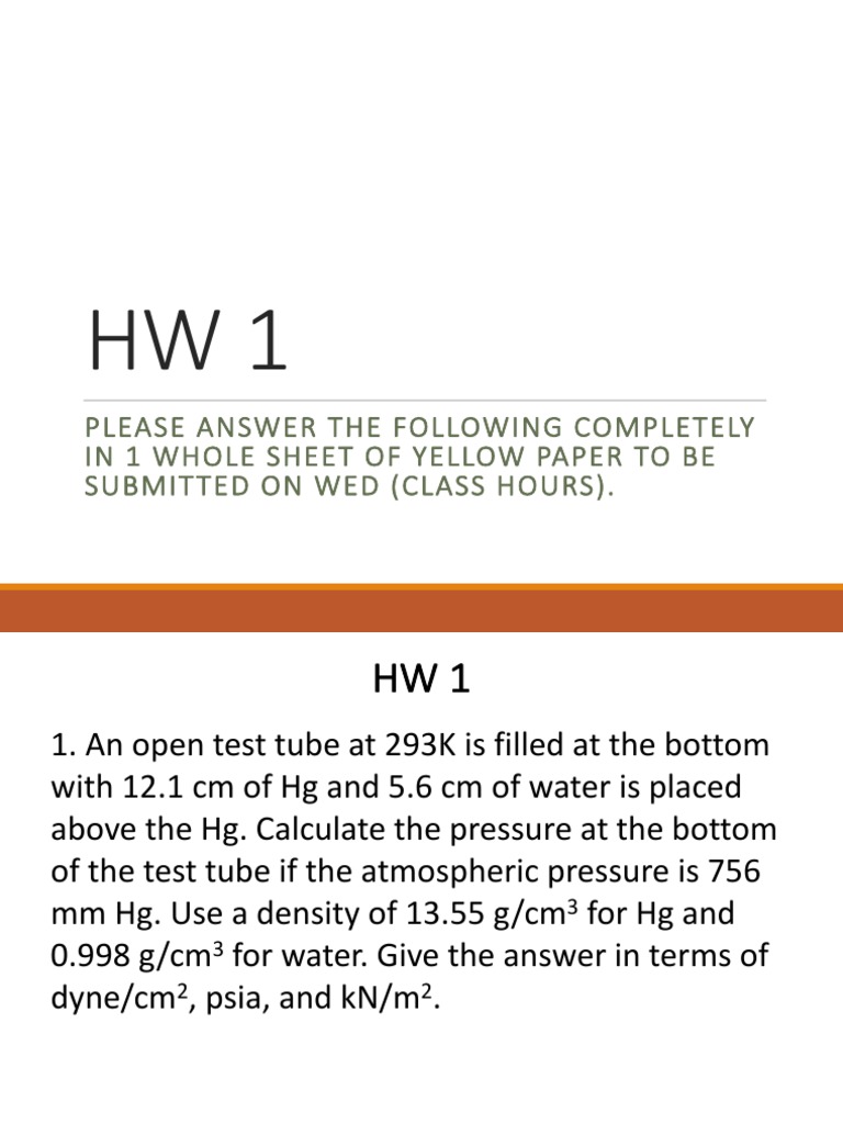 HW Static Fluid | PDF | Science & Mathematics