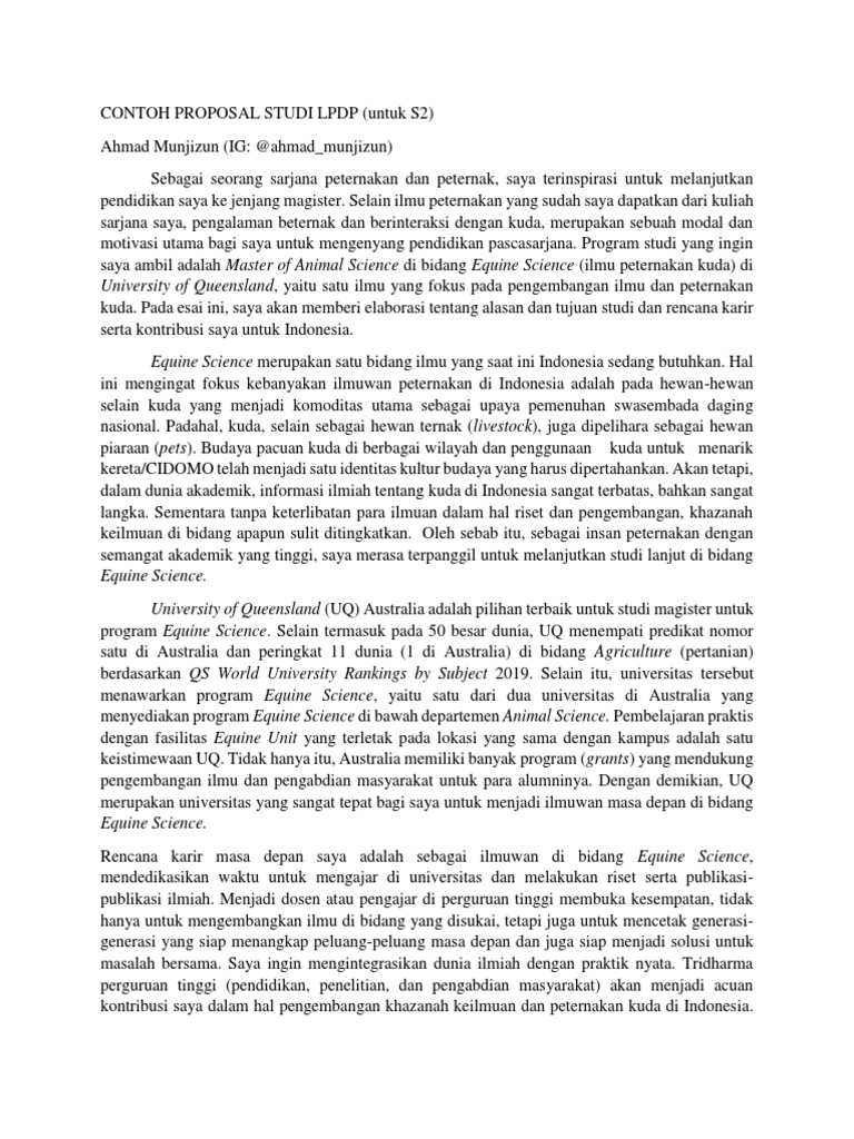 Contoh Proposal Studi S2 LPDP | PDF | Ilmu Sosial | Kesehatan Holistik