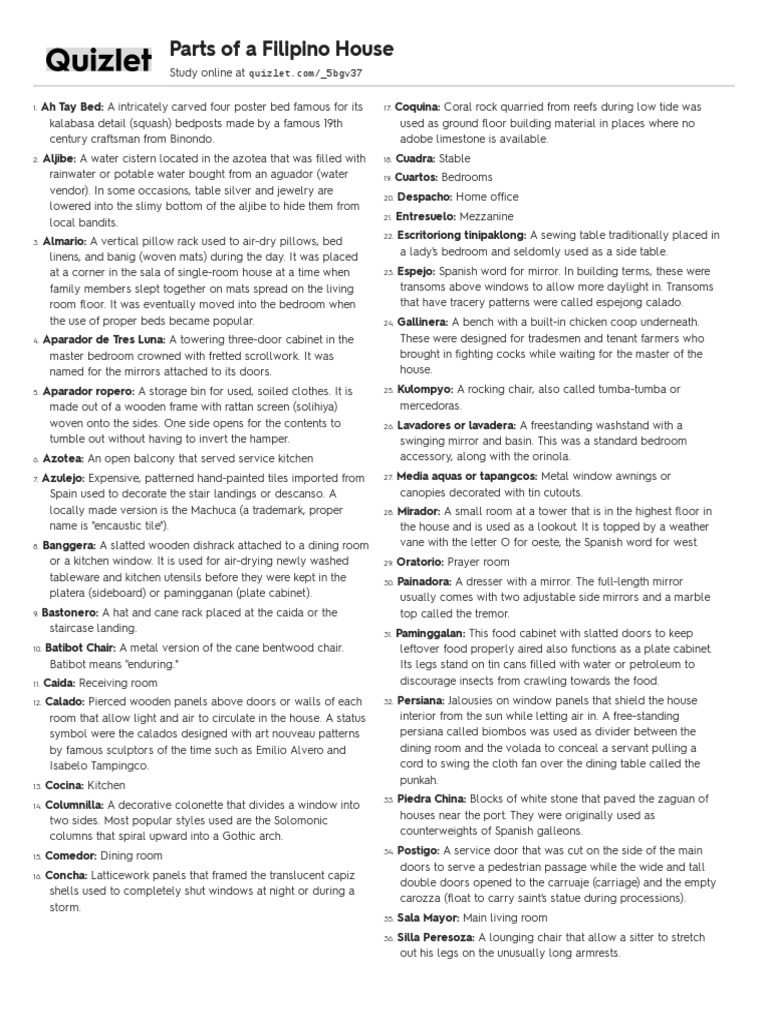 46 Parts of Filipino House | PDF | Window | Home