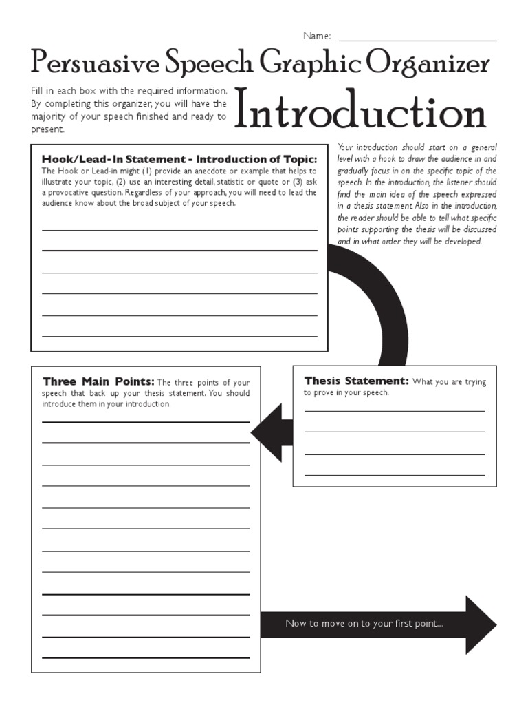 Persuasive Speech Organizer Template | PDF | Phrase | Evidence