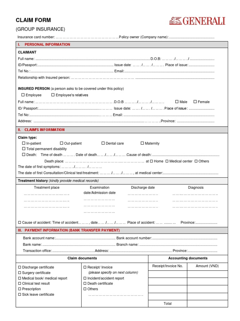2018 +Generali+Claim+form EN+ (Legal+rev) +-+171017 | PDF | Receipt ...