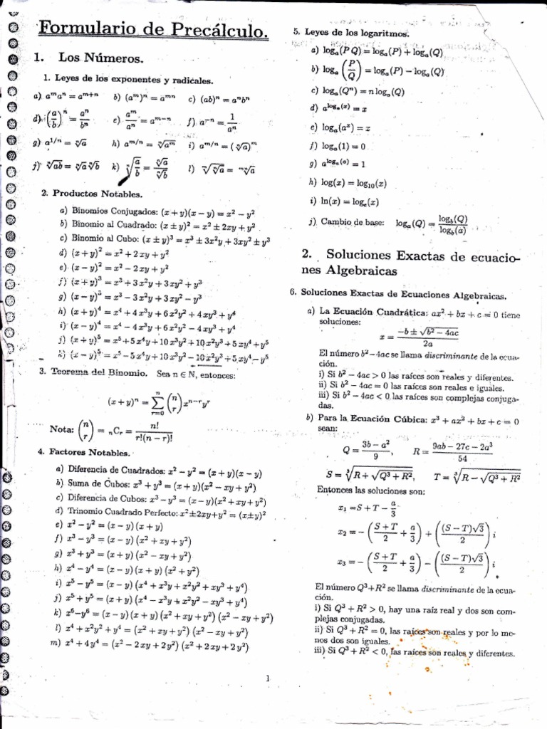 Formulario | PDF | Funciones especiales | Enseñanza de matemática