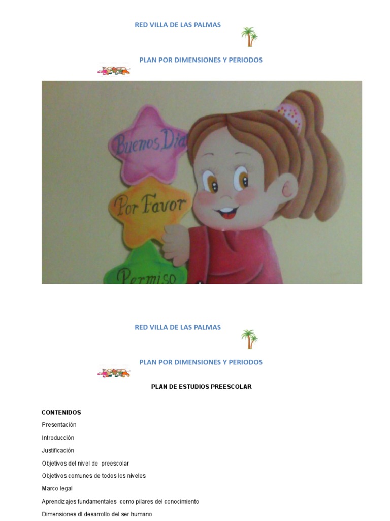 Plan De Estudios Preescolar 2019 Odt Pdf Educación De La Primera