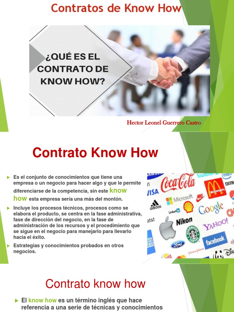 Contratos de Know How Diapositivas | PDF | Saber como | Patentar