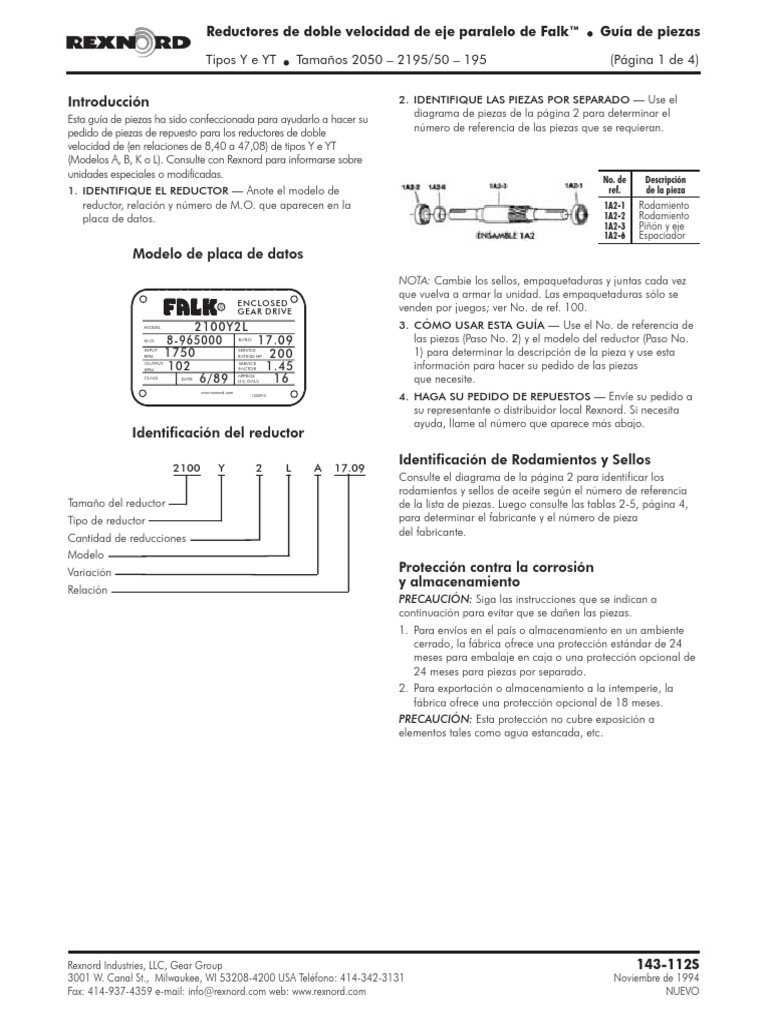 143 112S - Falk Types Y, YT, Sizes 2050 2195,50 195 Shaft Drives ...