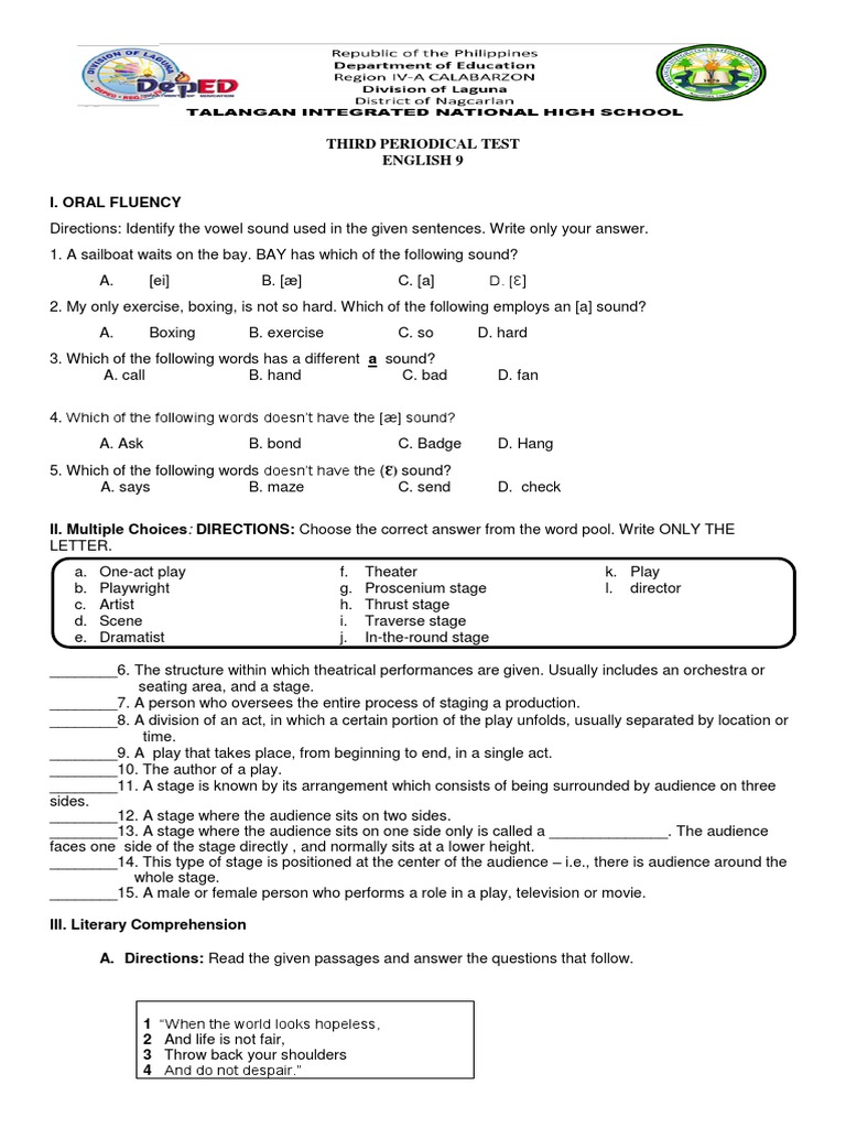3rd Periodical Test Grade 9 | PDF | Coral