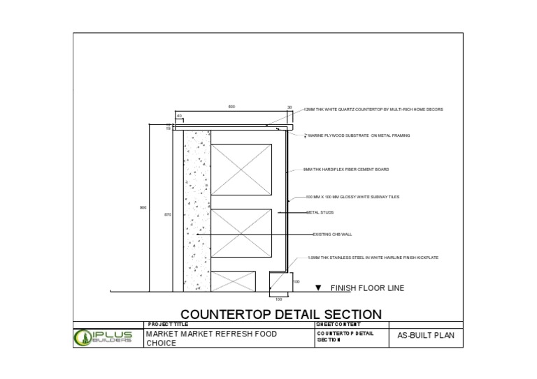 12MM White Quartz Countertop Detail Section | PDF