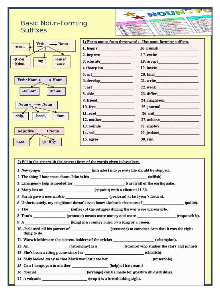 Noun-Forming Suffixes Exercises | PDF | Noun | Language Families