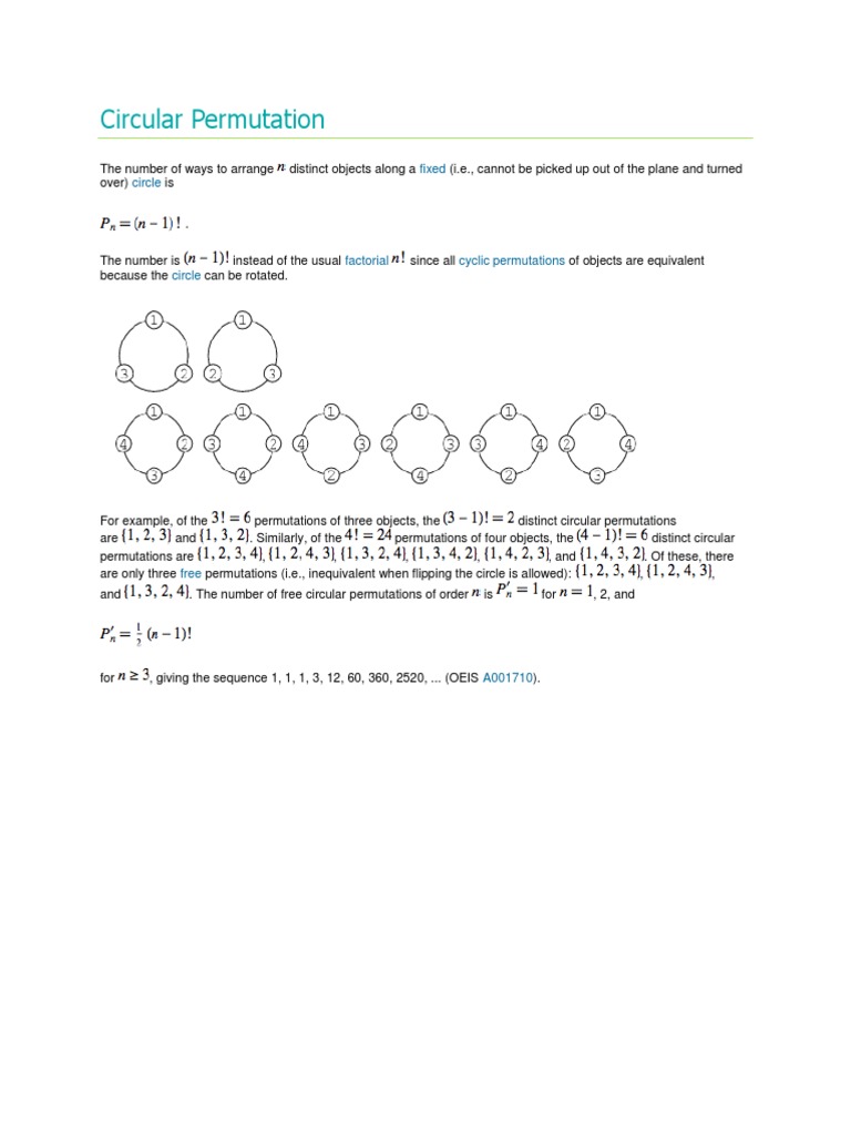 Circular Permutation | Download Free PDF | Permutation | Number Theory