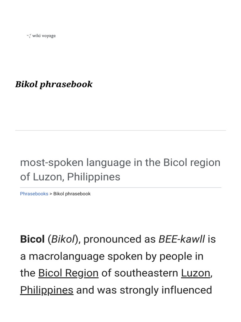 Bikol Phrasebook - Travel Guide at Wikivoyage | PDF | Stress ...