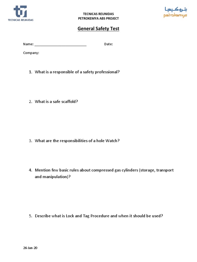 Safety Officer Test | PDF