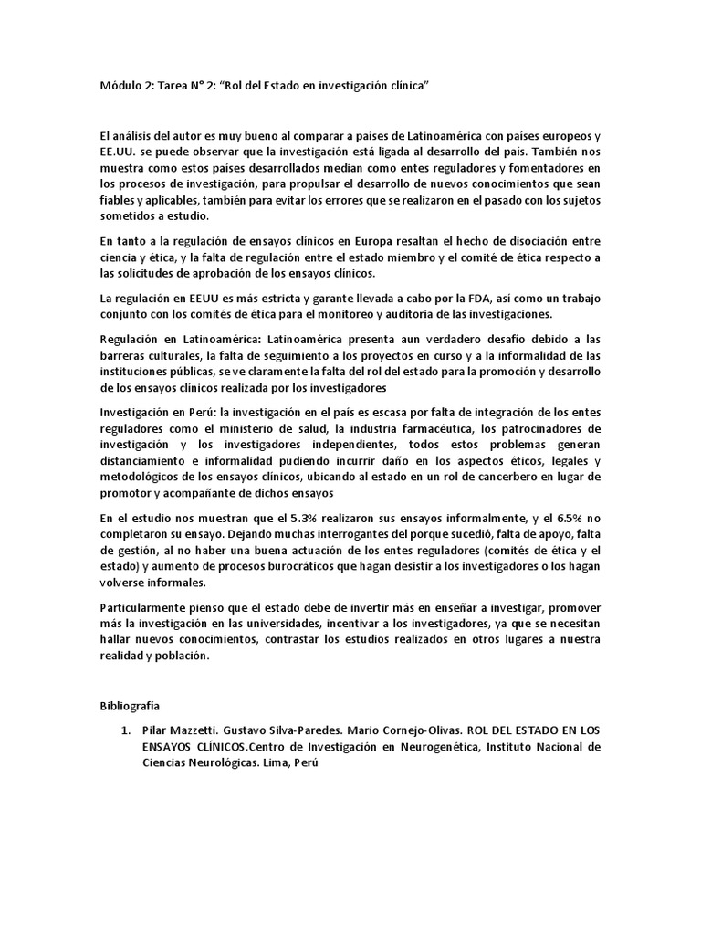 Tarea Modulo 2 Clinica | PDF | Ensayo clínico | America latina