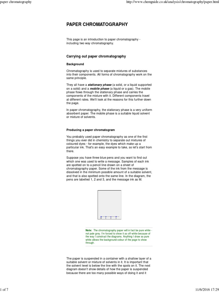 Paper Chromatography - Chemguide | PDF | Chromatography | Phase (Matter)