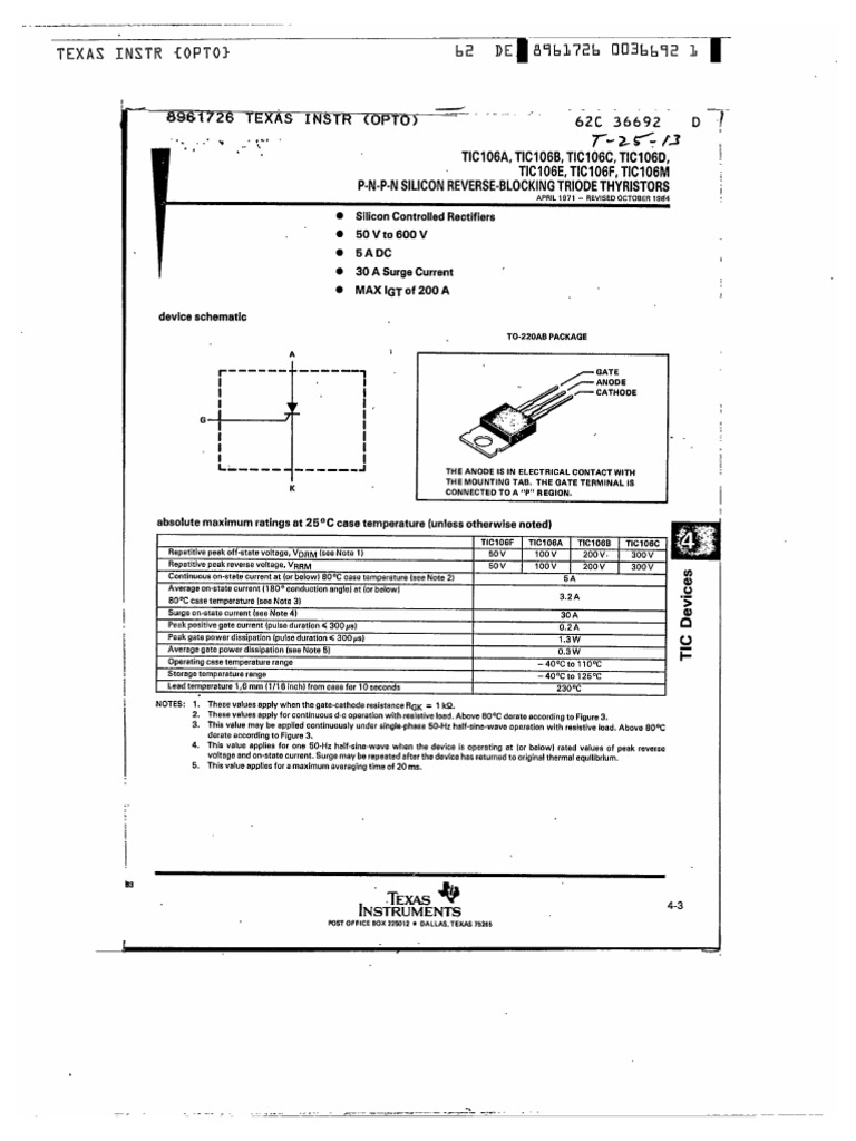 TIC106D and TIC106M | PDF | Computers
