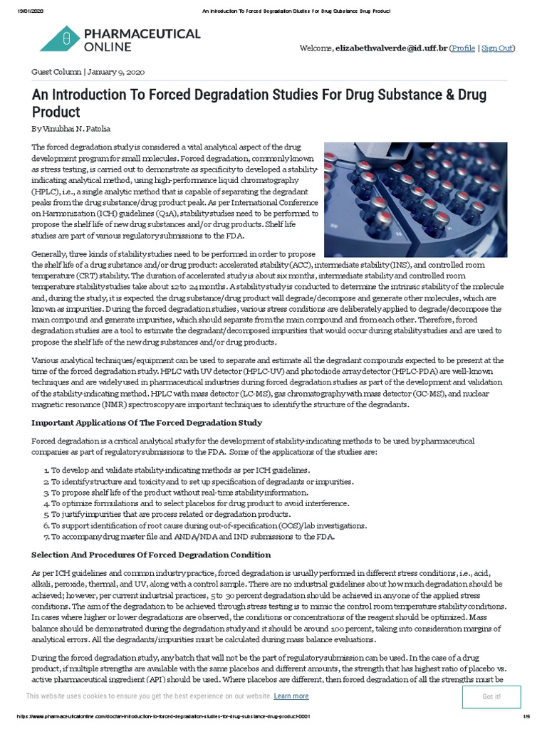 An Introduction To Forced Degradation Studies For Drug Substance Drug ...