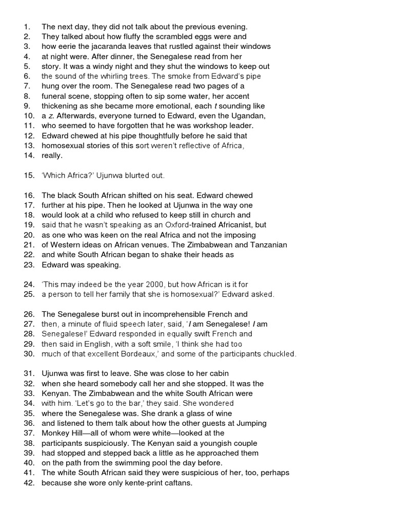 Adichie (Jumping Monkey Hill) | PDF