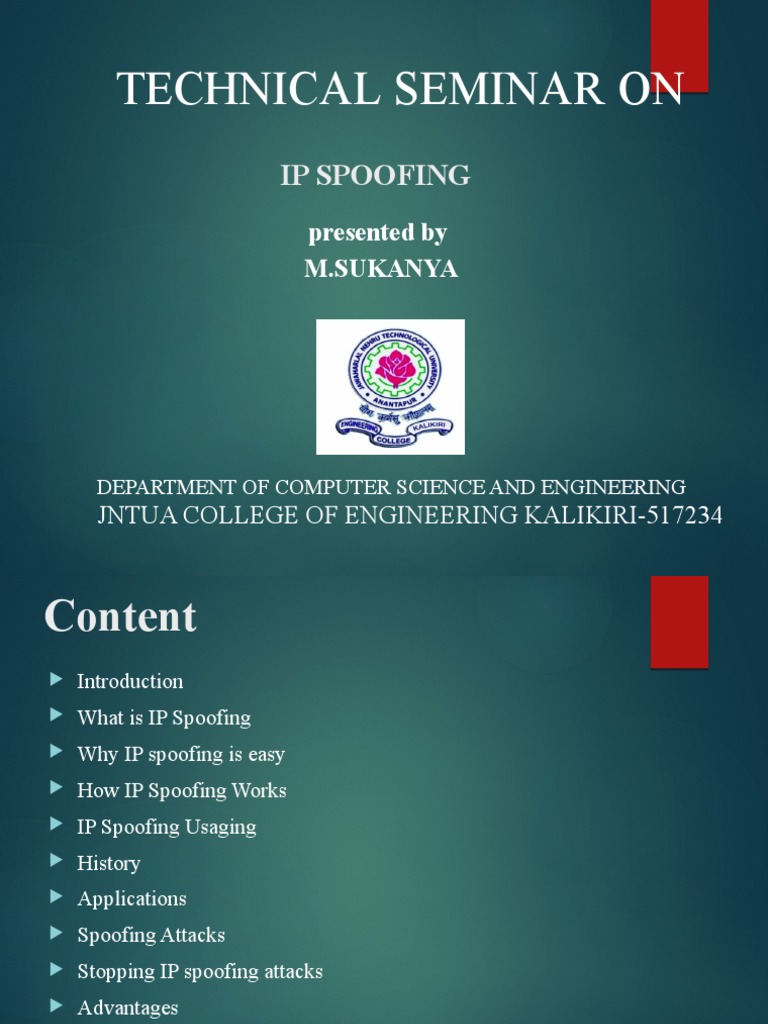 IP Spoofing ppt-523 | PDF | Internet Protocol Suite | Denial Of Service ...