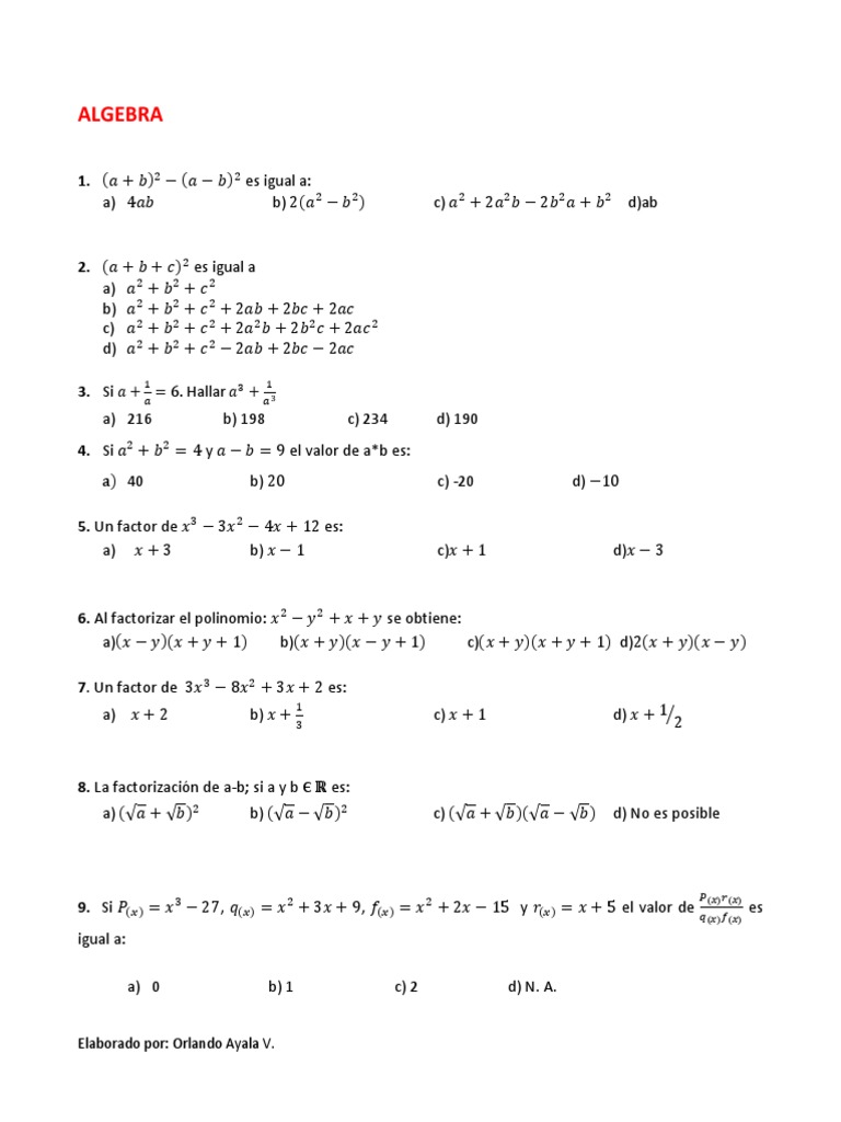 Algebra | PDF | Notación Matemática | Análisis matemático