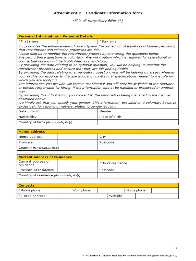 Attachment B - Candidate Information Form | PDF | Academic Degree ...